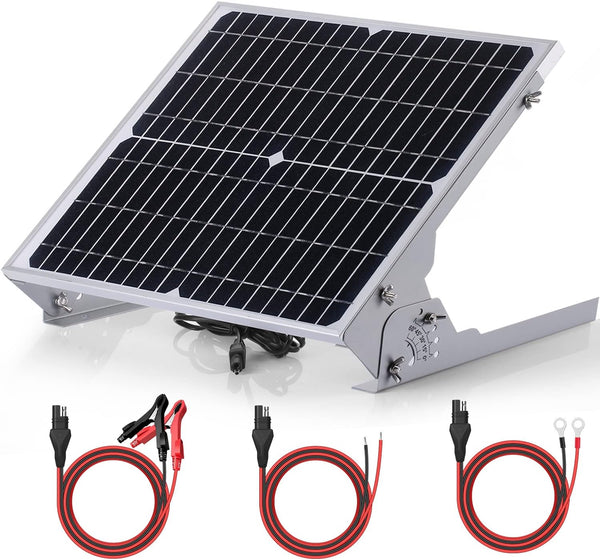 24V 20W Solar Panel Battery Charger with Adjustable Mount Brackets ...