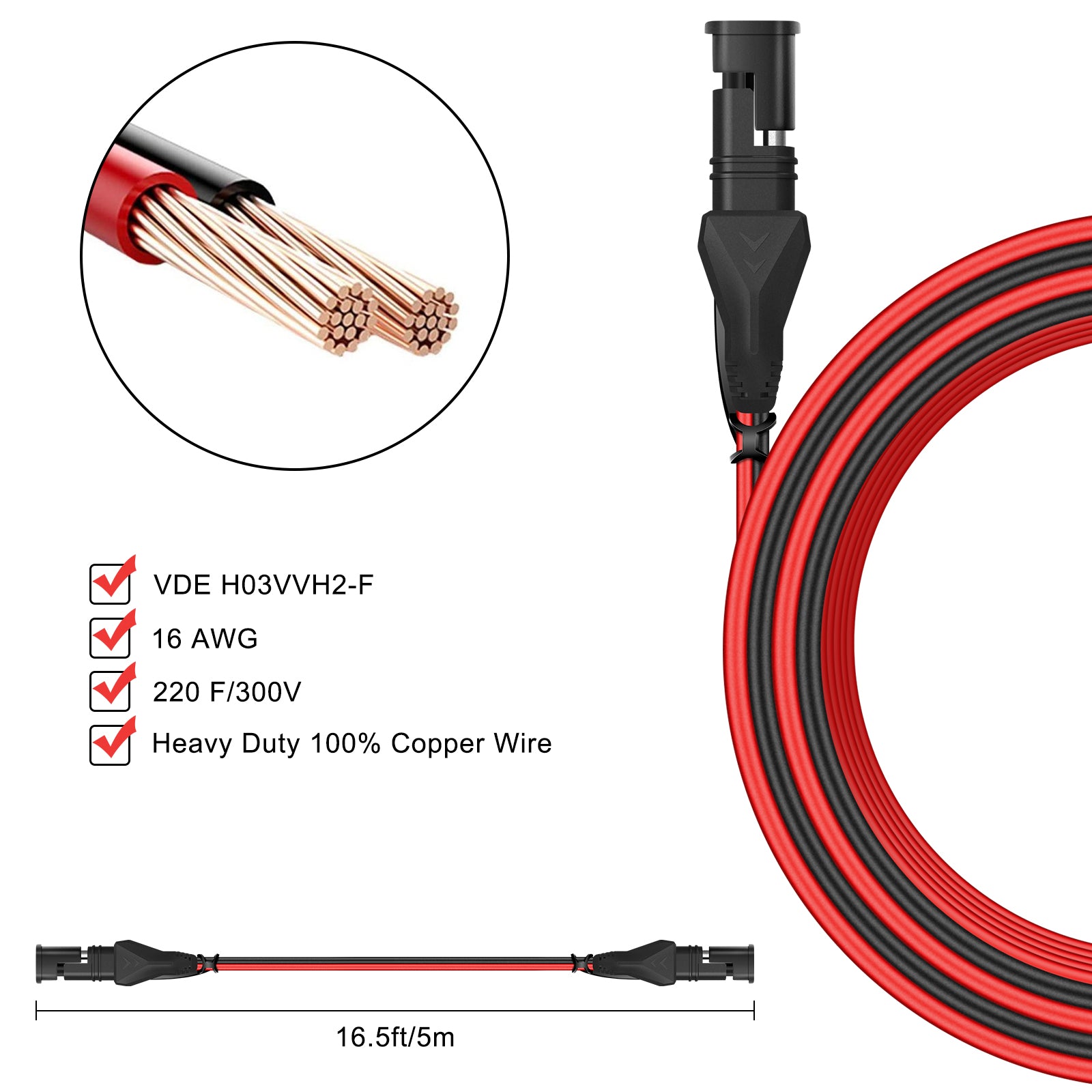 SAE-SAE Extension Cable-16ft – SUNER POWER